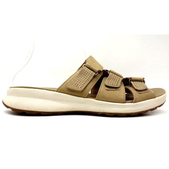 Clarks | Shoes | Clarks Unstructured Brown Adjustable Casual Slide ...